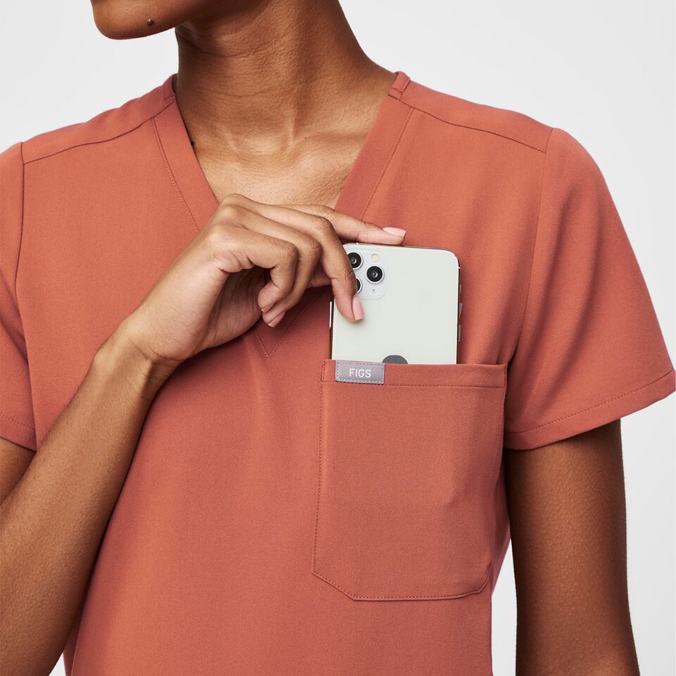 Women's Catarina One-Pocket Scrub Top™ - Terracotta · FIGS