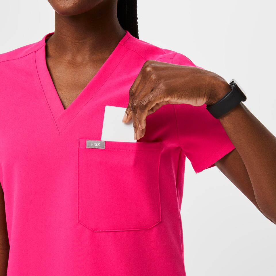 Women's Catarina One-Pocket Scrub Top™ - Shocking Pink · FIGS