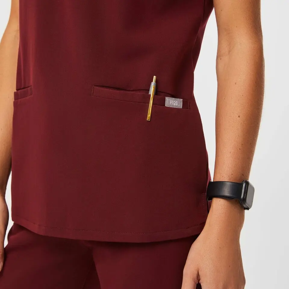 Women's Casma Three-Pocket Scrub Top™ - Burgundy · FIGS