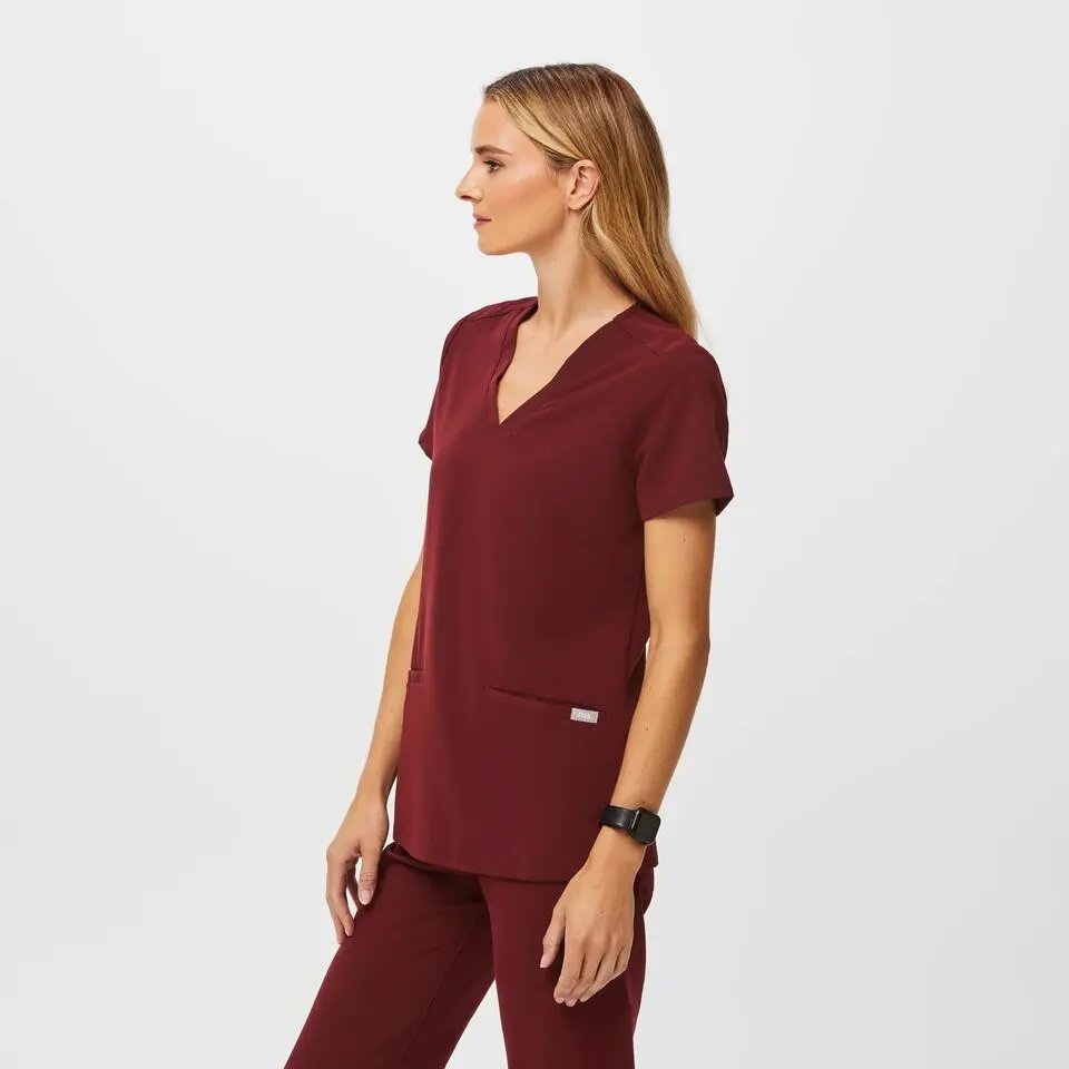 Women's Casma Three-Pocket Scrub Top™ - Burgundy · FIGS