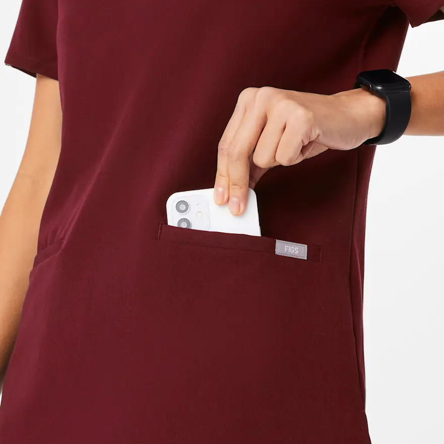 Women's Casma Three-Pocket Scrub Top™ - Burgundy · FIGS