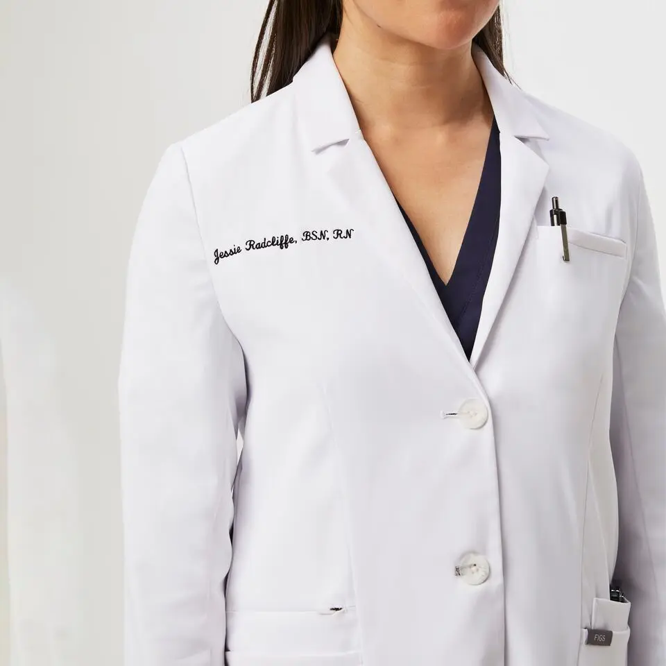 Women’s Bellevue Long Lab Coat - White · FIGS