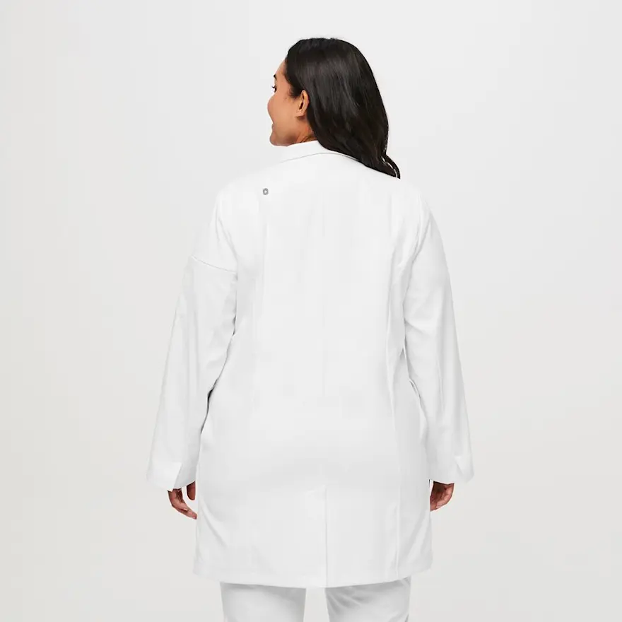 Women’s Double Breasted Lab Coat - Optic White · FIGS