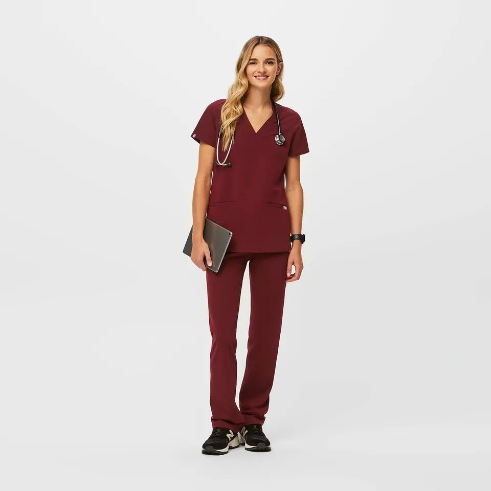 Women's Casma Three-Pocket Scrub Top™ - Burgundy · FIGS