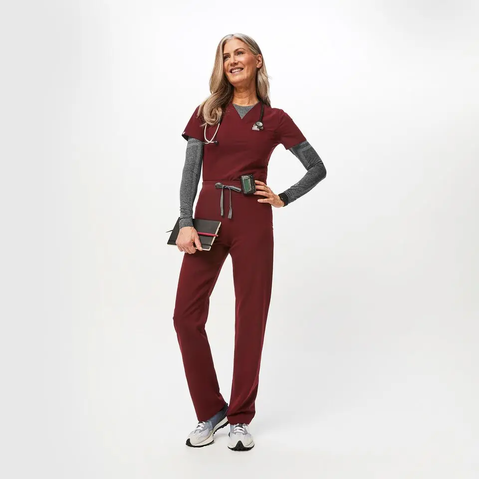 Women’s High Waisted Livingston Scrub Pants™ - Burgundy · FIGS