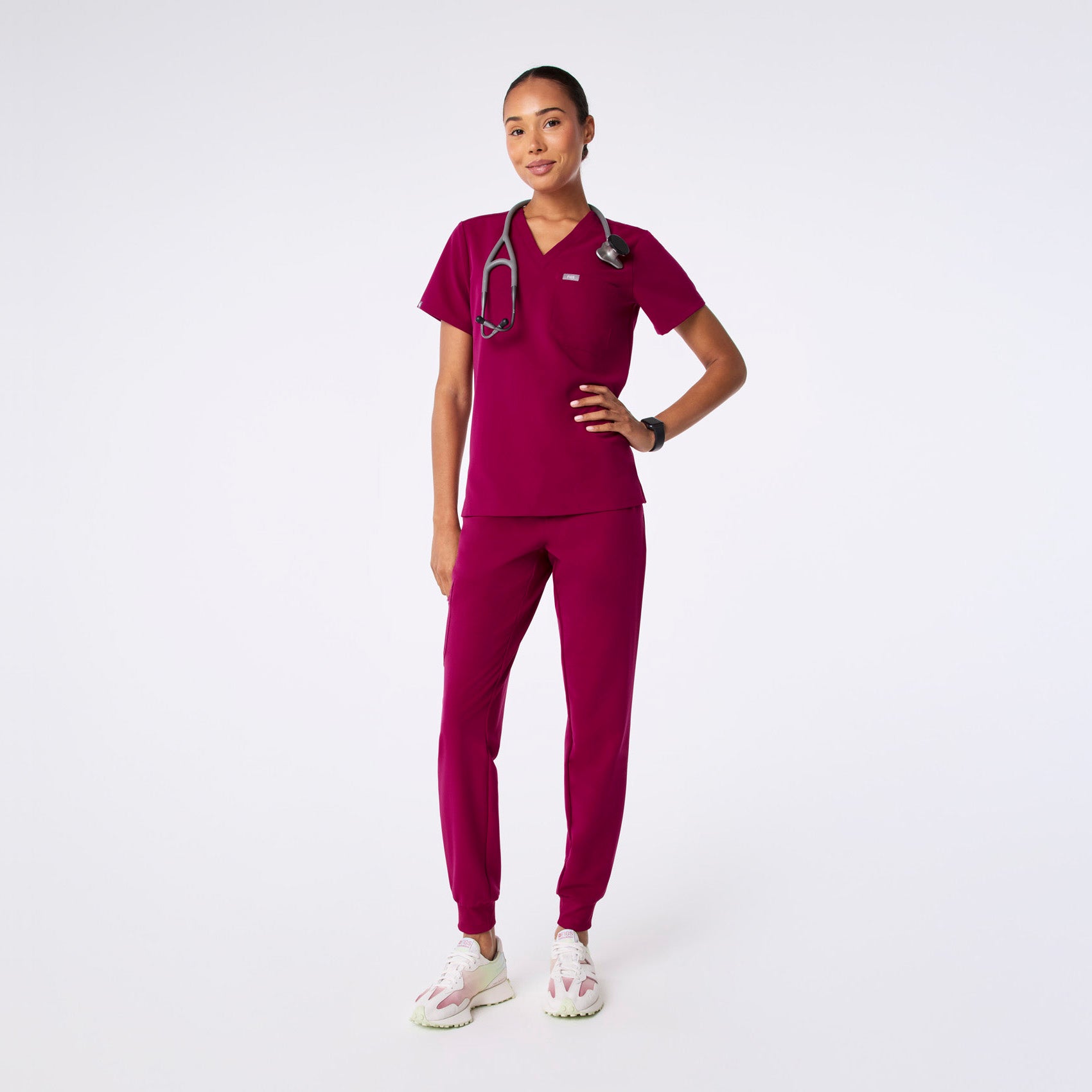 Women's Catarina One-Pocket Scrub Top™ - Dark Magenta · FIGS
