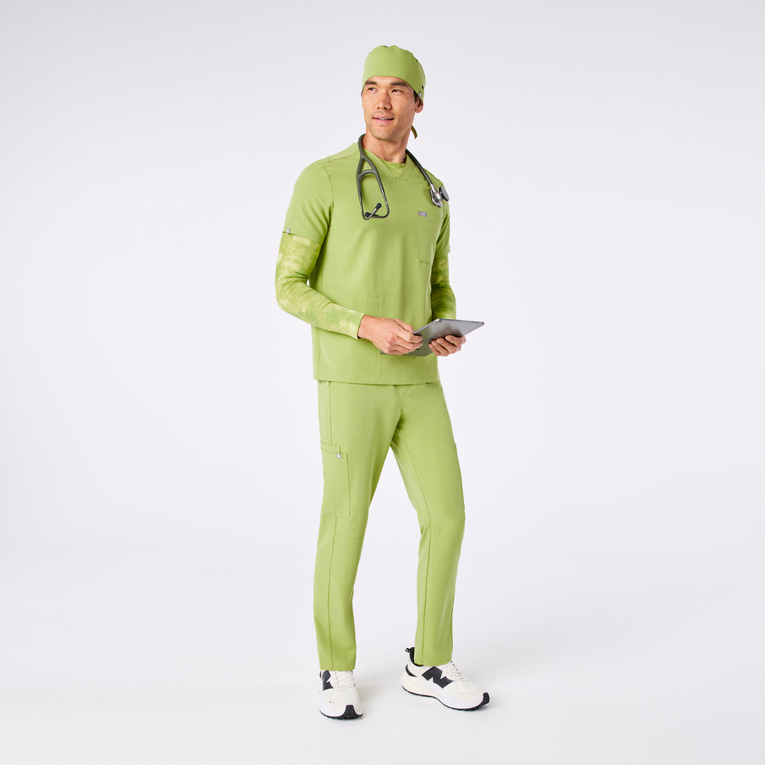 Modern Classic Scrub Cap with Buttonholes - Matcha · FIGS