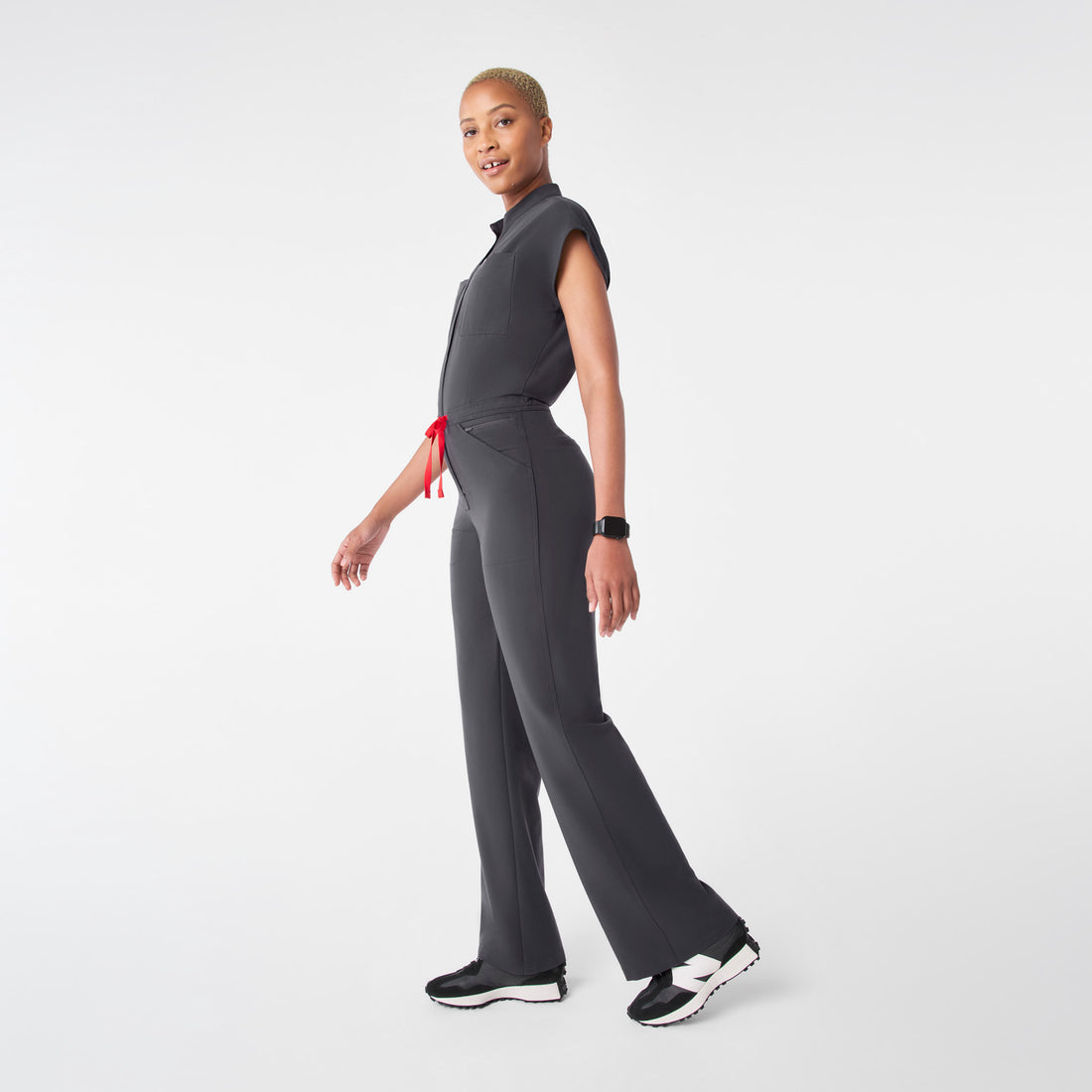 Women’s Rafaela Cargo Wide Leg ScrubJumpsuit™ - Charcoal · FIGS