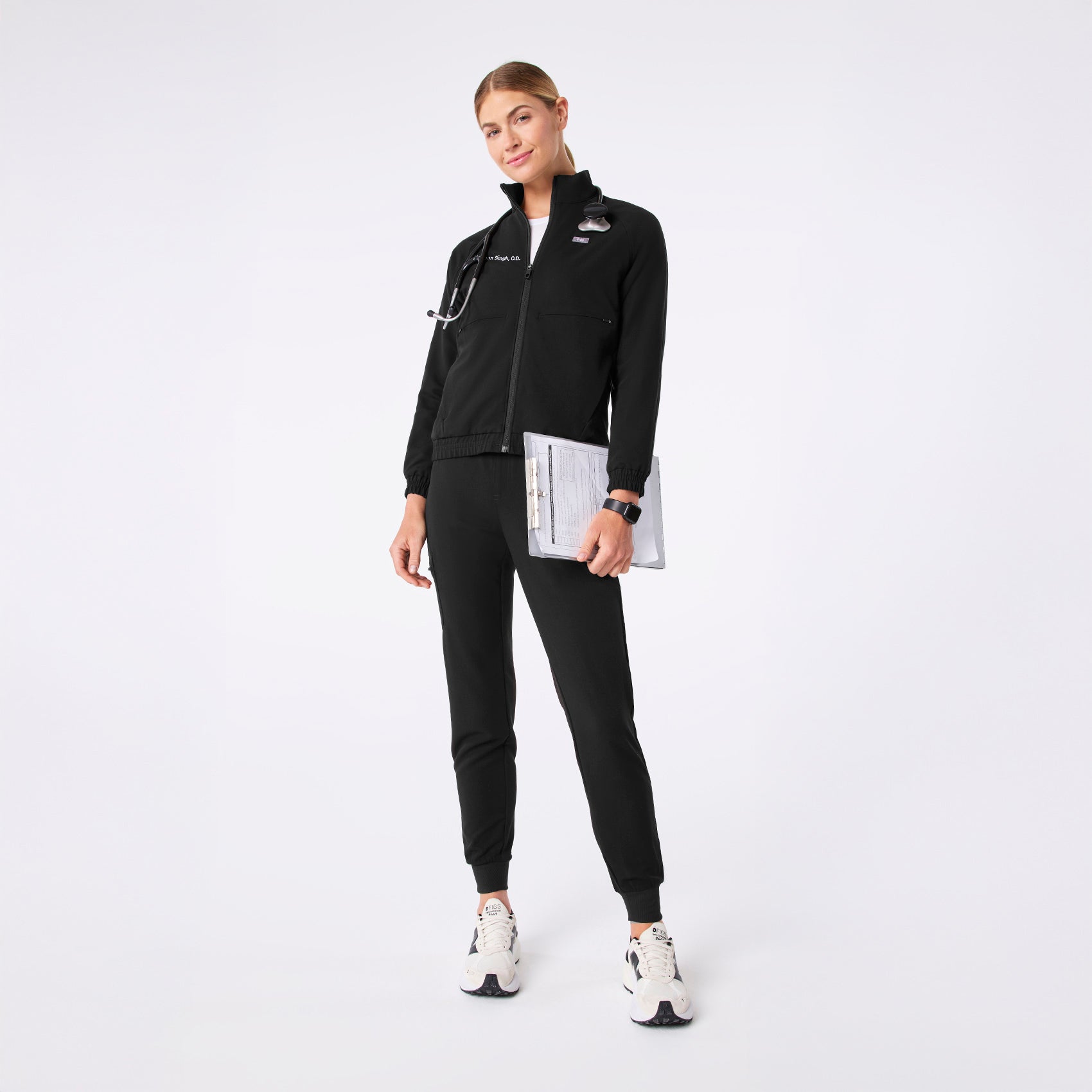 Women’s Sydney Scrub Jacket - Black · FIGS