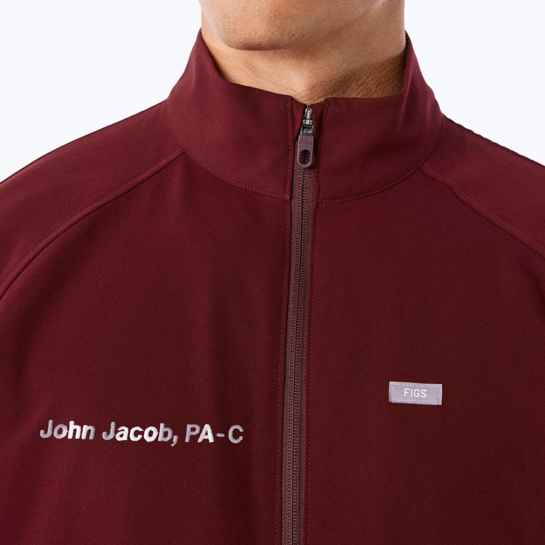 Men’s Cobaki Scrub Jacket - Burgundy · FIGS