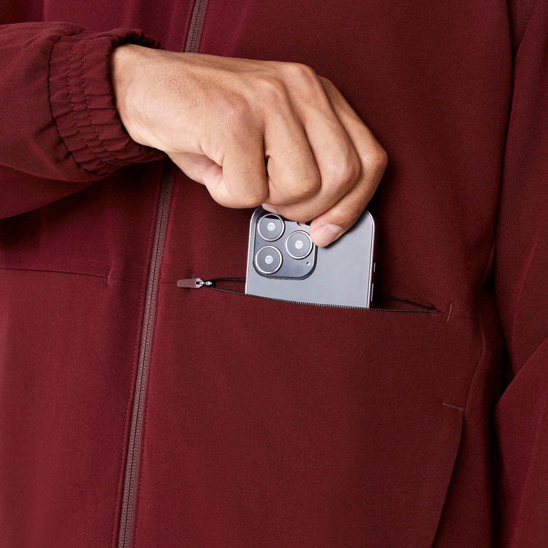 Men’s Cobaki Scrub Jacket - Burgundy · FIGS
