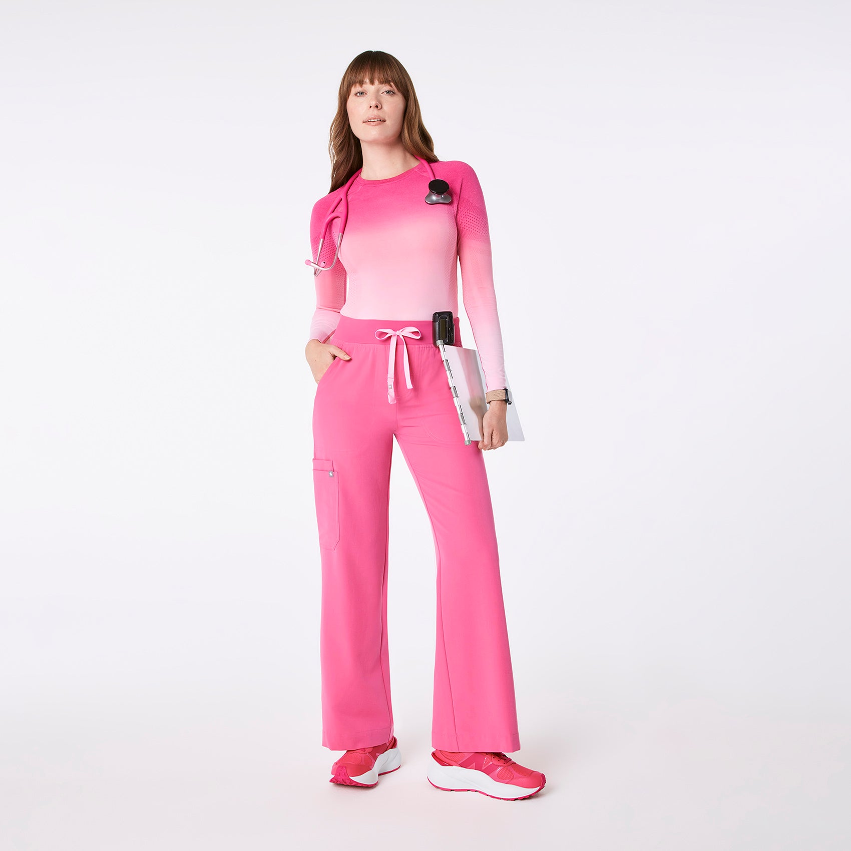 Women’s High Waisted Isabel Wide Leg Scrub Pants - F*ing Pink · FIGS