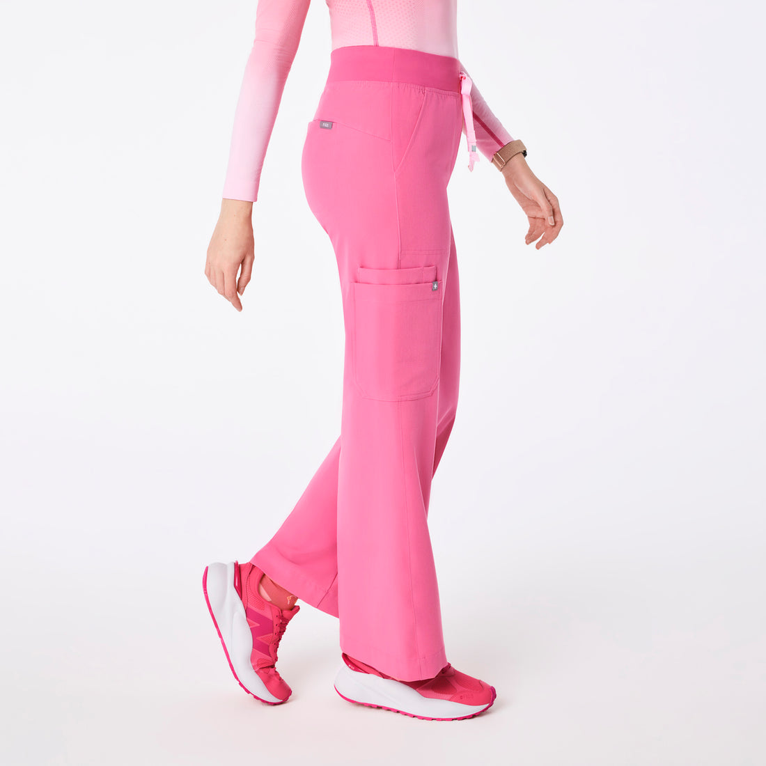 Women’s High Waisted Isabel Wide Leg Scrub Pants - F*ing Pink · FIGS