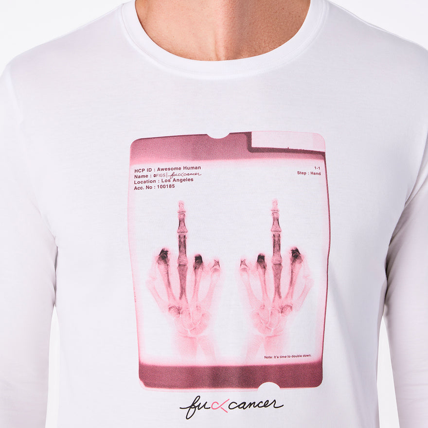 Men's F Cancer Supersoft Longsleeve Underscrub - White · FIGS
