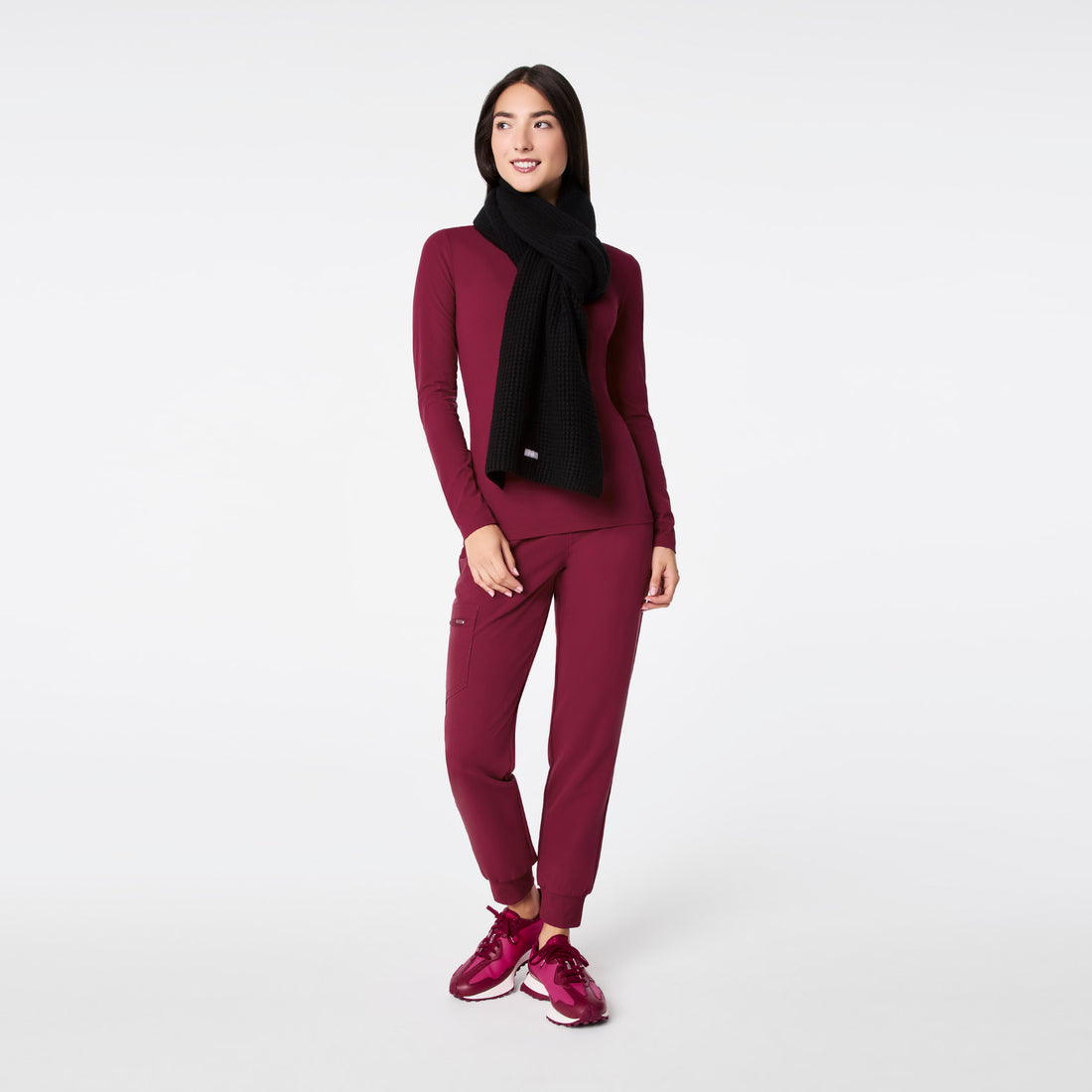 Unisex Waffle Scarf - Black · FIGS