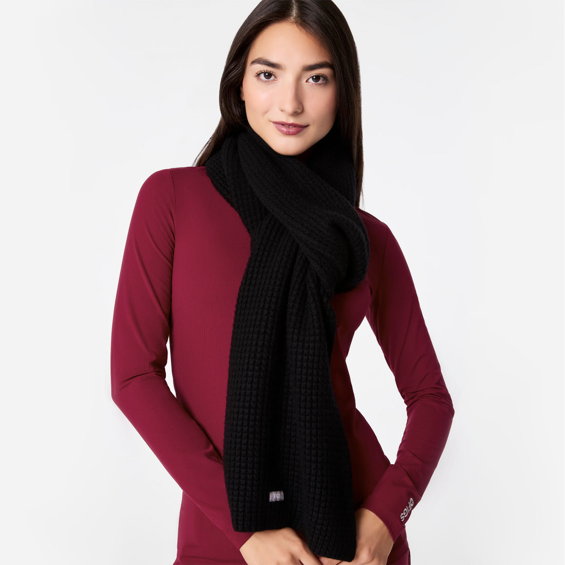 Unisex Waffle Scarf - Black · FIGS