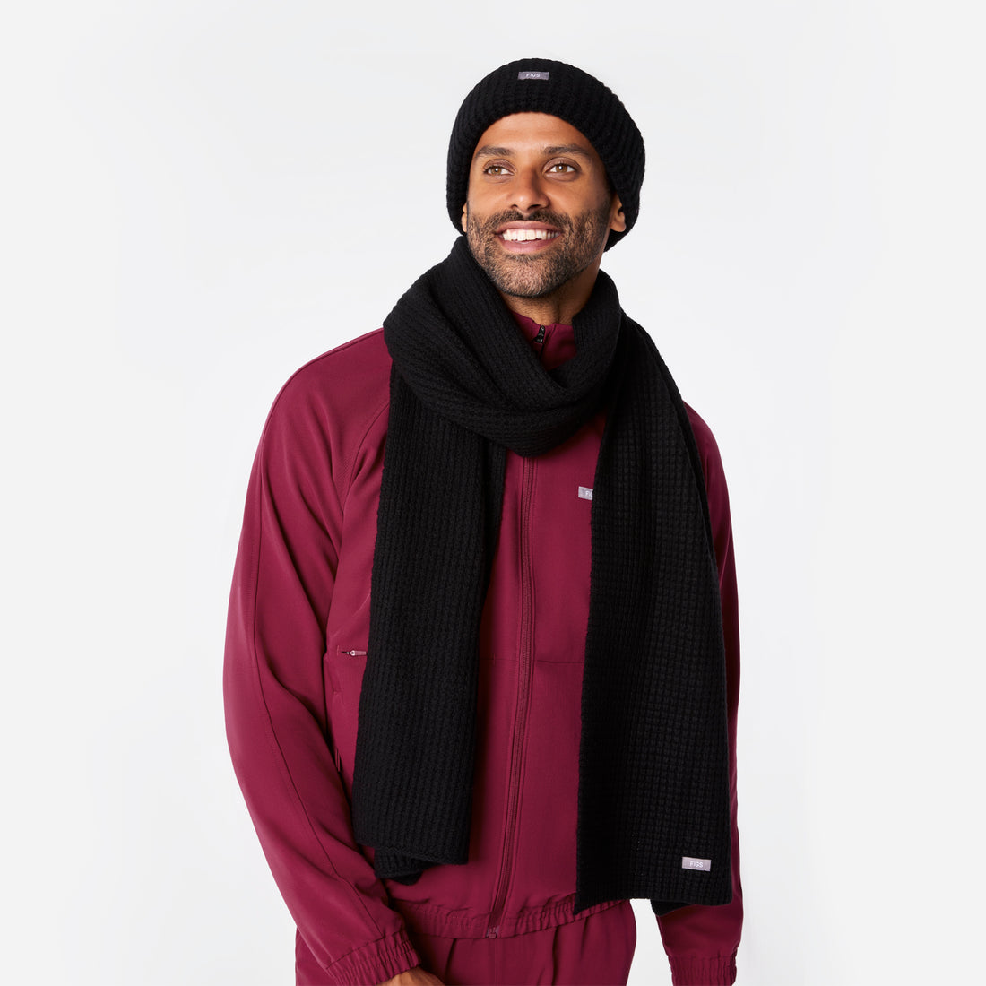 Unisex Waffle Scarf - Black · FIGS