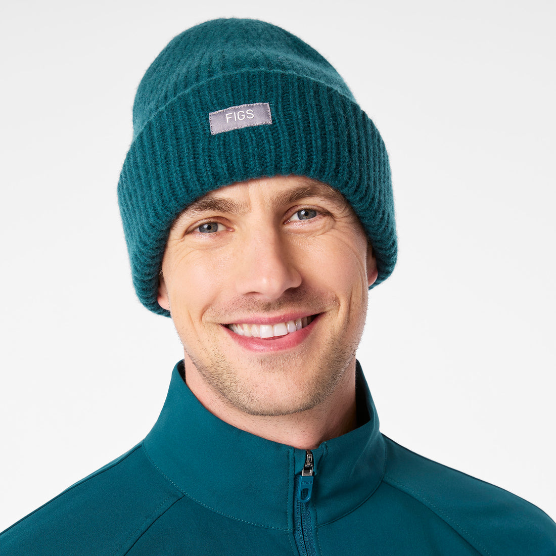 Unisex FIGS Logo Beanie - Caribbean Blue · FIGS