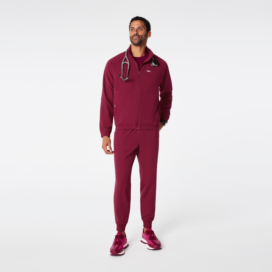 Men’s Cobaki Scrub Jacket - Deep Cranberry · FIGS