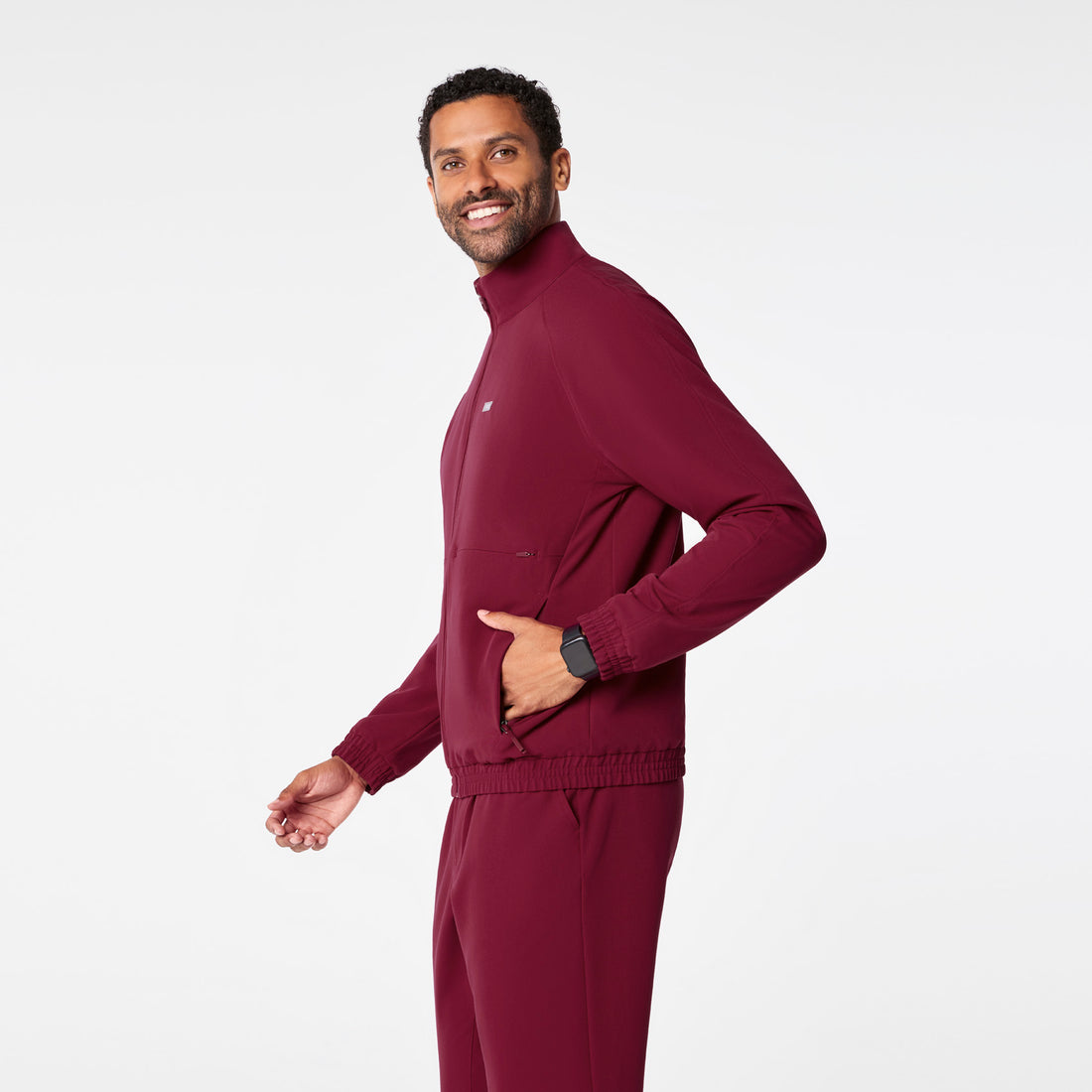 Men’s Cobaki Scrub Jacket - Deep Cranberry · FIGS