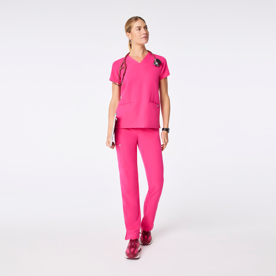 Women's Shocking Pink Scrubs · FIGS