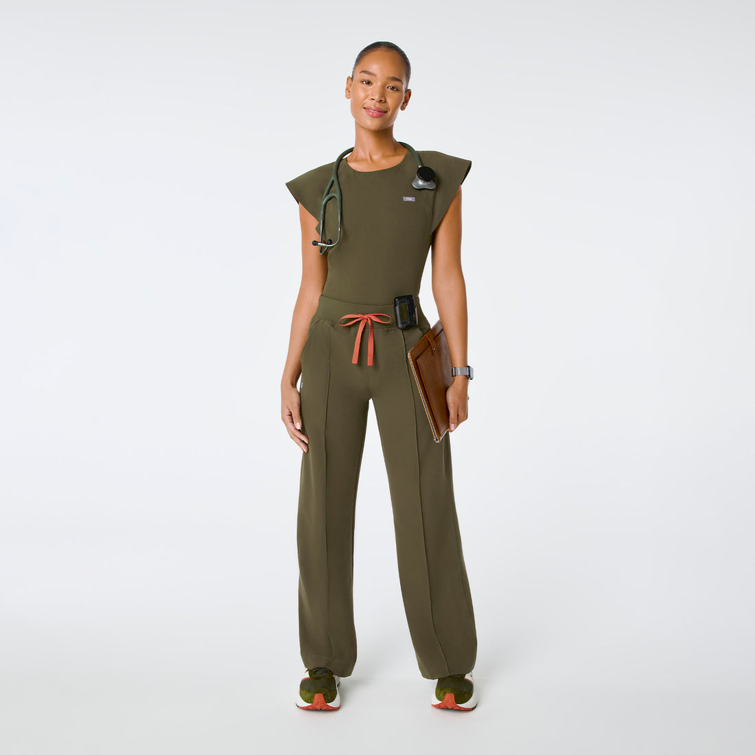 Women’s High Waisted Alexandria Wide Leg Scrub Pants - Spruce · FIGS