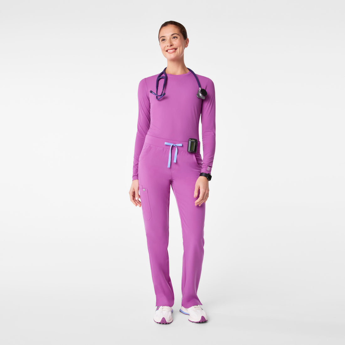 Women's Ribbed Longsleeve Underscrub - Ultraberry · FIGS