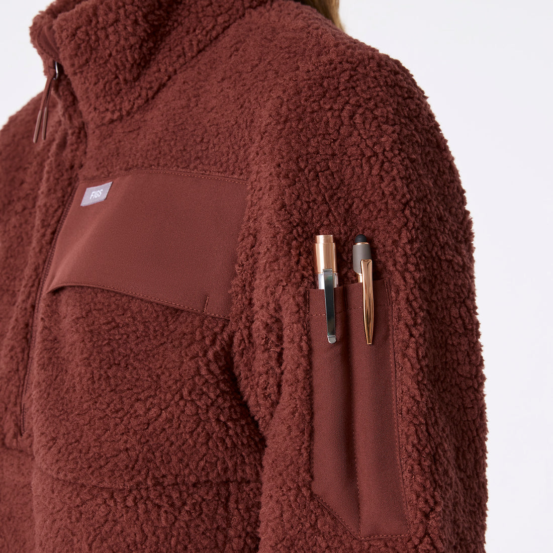 Women’s On-Shift High Pile Fleece Pullover Jacket™ - Walnut · FIGS