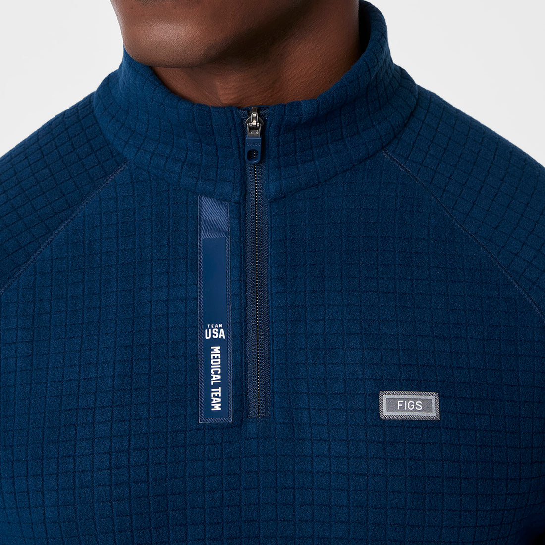 Men’s FIGS x Team USA On-Shift Grid Fleece ¼ Zip Top™ - Team USA Blue