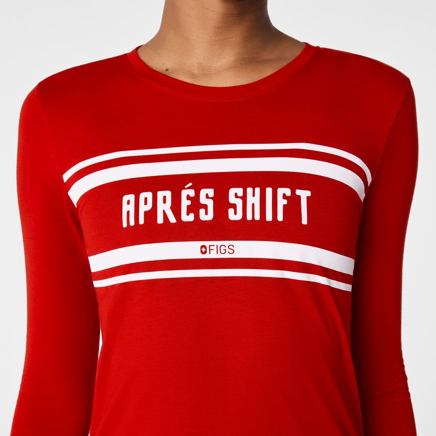 Women's Après Shift Supersoft Longsleeve Underscrub - Winning Red · FIGS