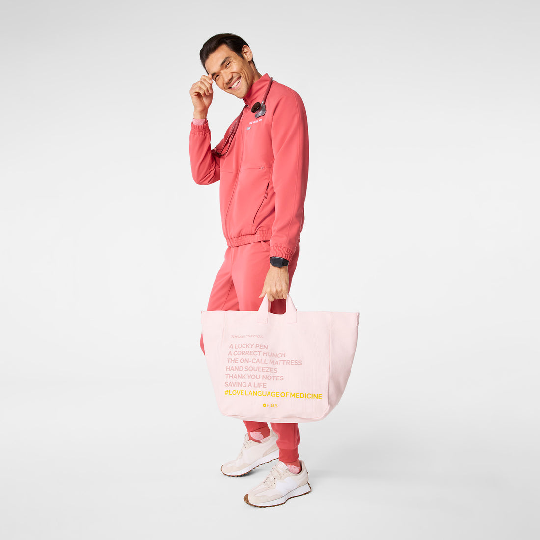 Unisex Valentine’s Day Graphic Tote - Light Pulmonary Pink · FIGS