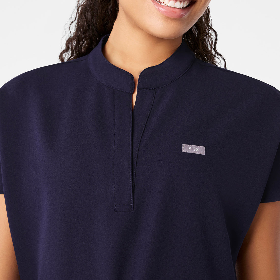 Women’s Soria Henley Tunic Scrub Top - Navy · FIGS