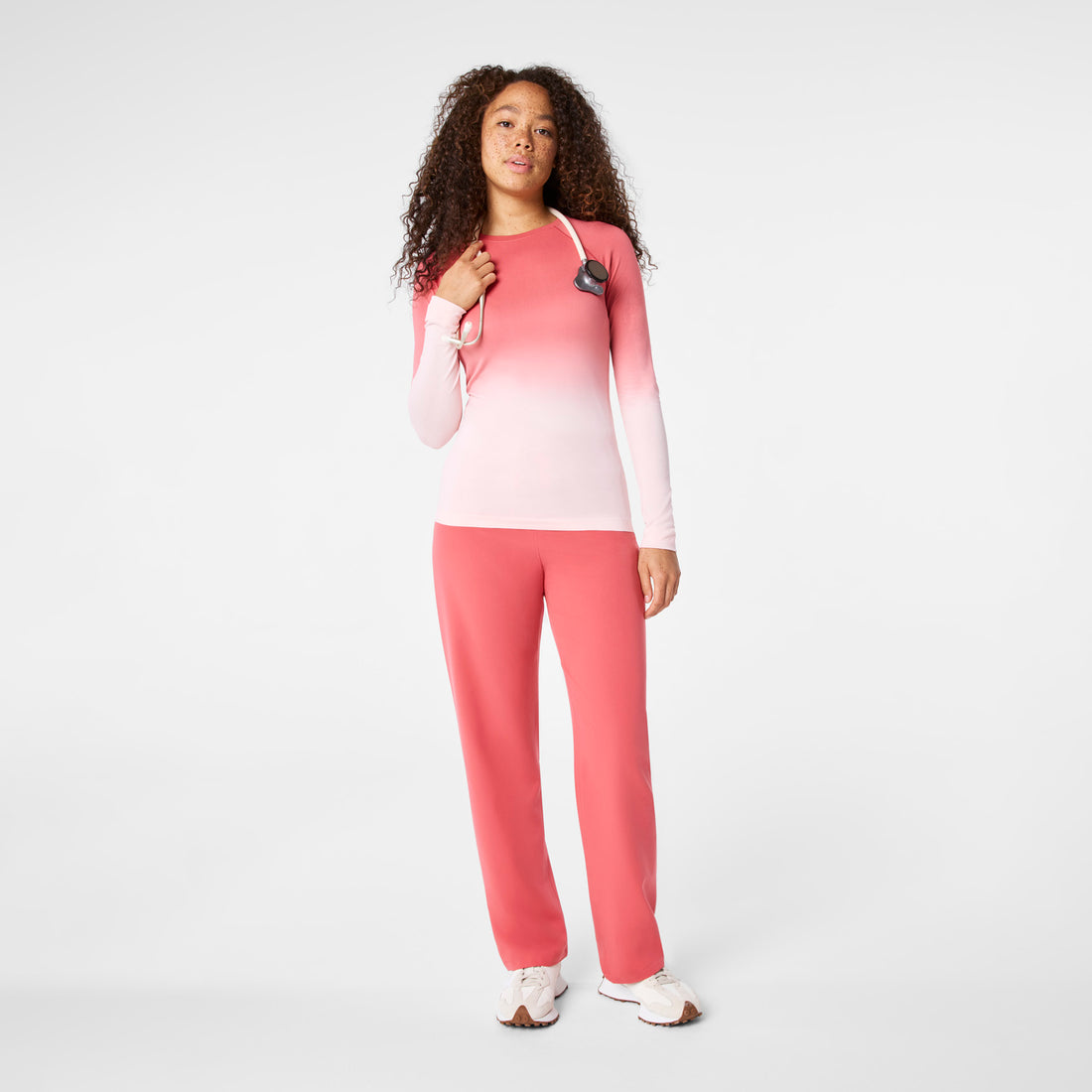 Women's Salta Ombre Long-Sleeve Underscrub - Pulmonary Pink · FIGS