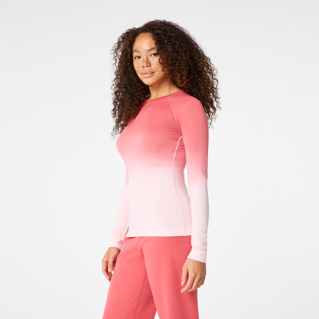 Women's Salta Ombre Long-Sleeve Underscrub - Pulmonary Pink · FIGS