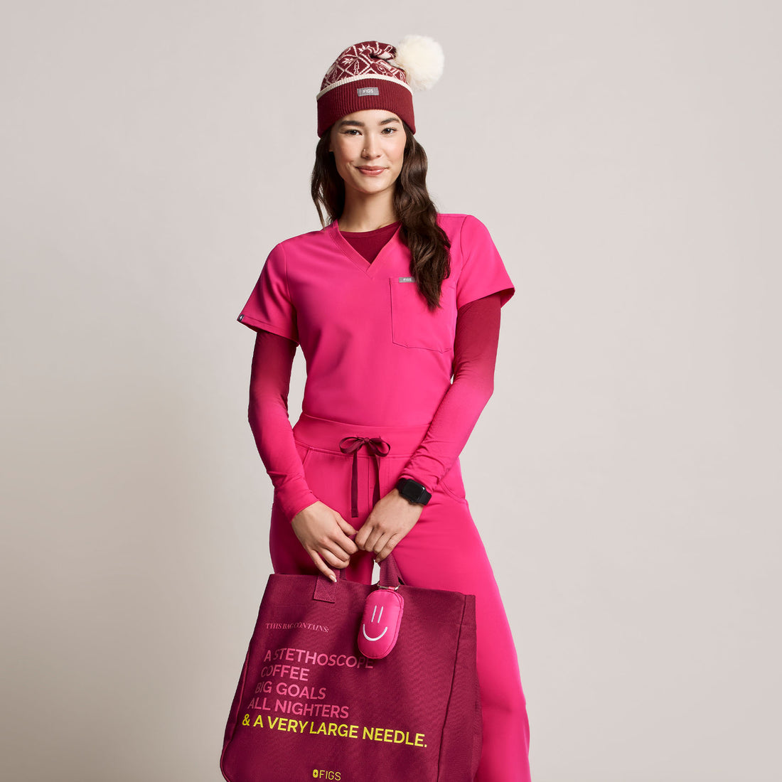 Women's Catarina One-Pocket Scrub Top™ - Shocking Pink · FIGS