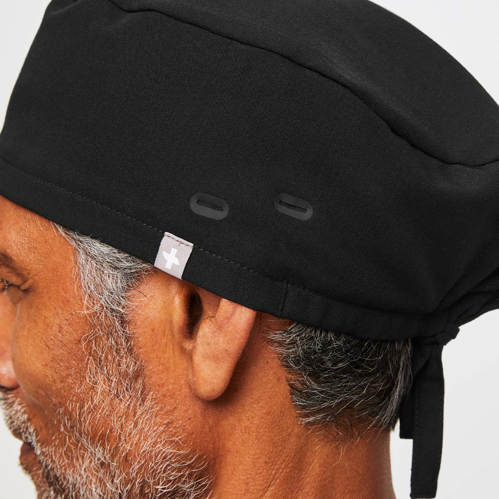 Modern Classic Scrub Cap with Buttonholes - Black · FIGS