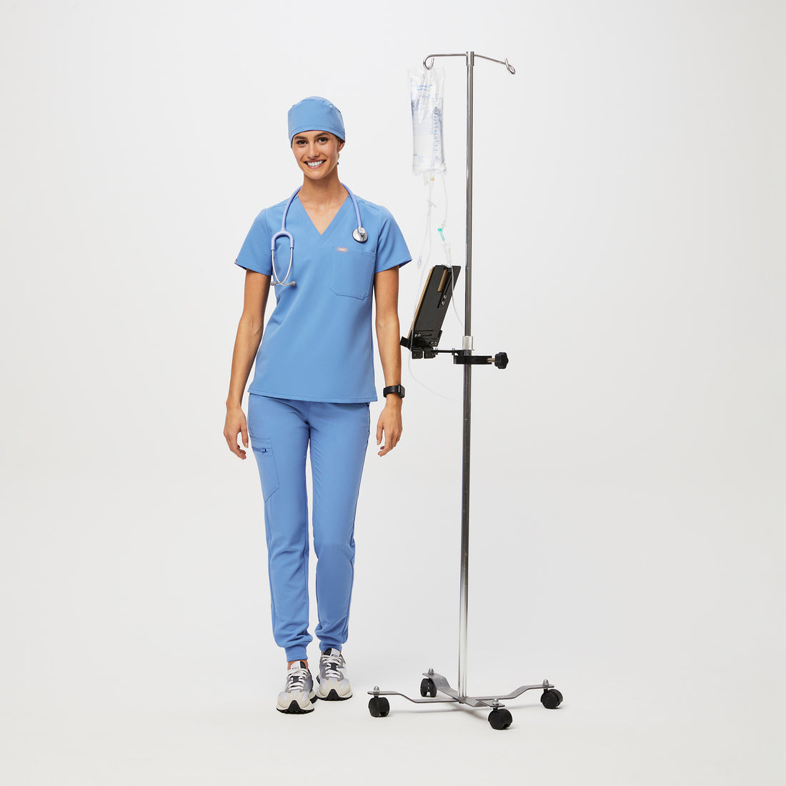 FIGS Scrub Cap With Buttonholes - Ceil Blue · FIGS