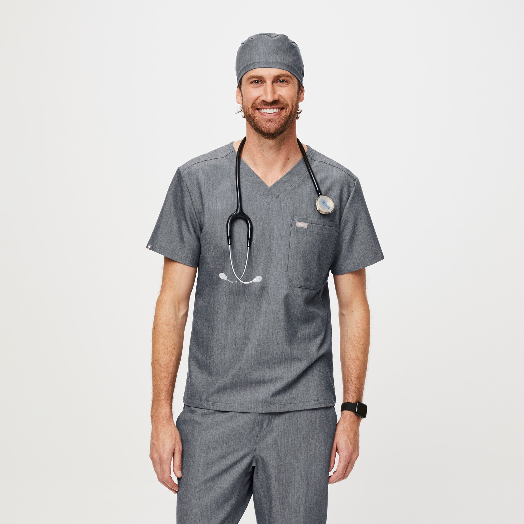Modern Classic Scrub Cap with Buttonholes - Graphite · FIGS