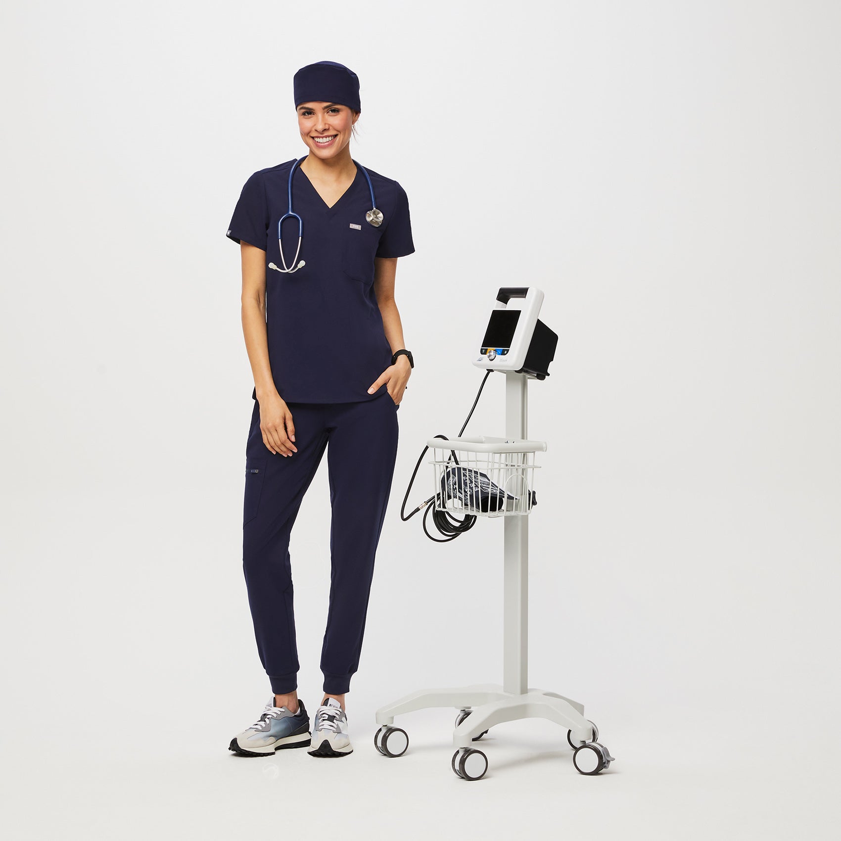 Modern Classic Scrub Cap with Buttonholes - Navy · FIGS