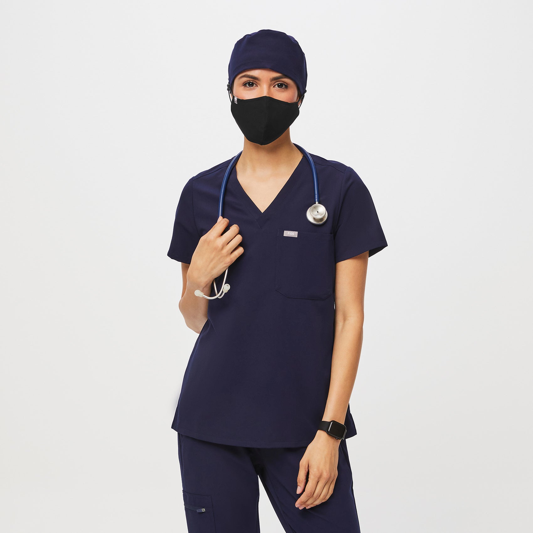 Modern Classic Scrub Cap with Buttonholes - Navy · FIGS