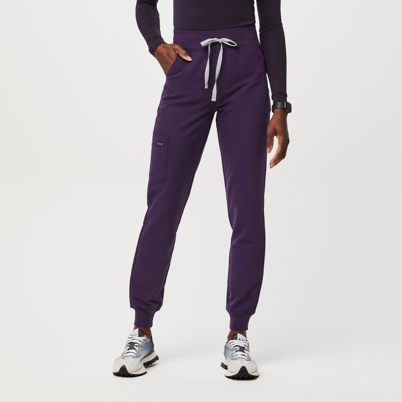 Womens High Waisted Zamora Jogger Scrub Pants™ Purple Jam · Figs