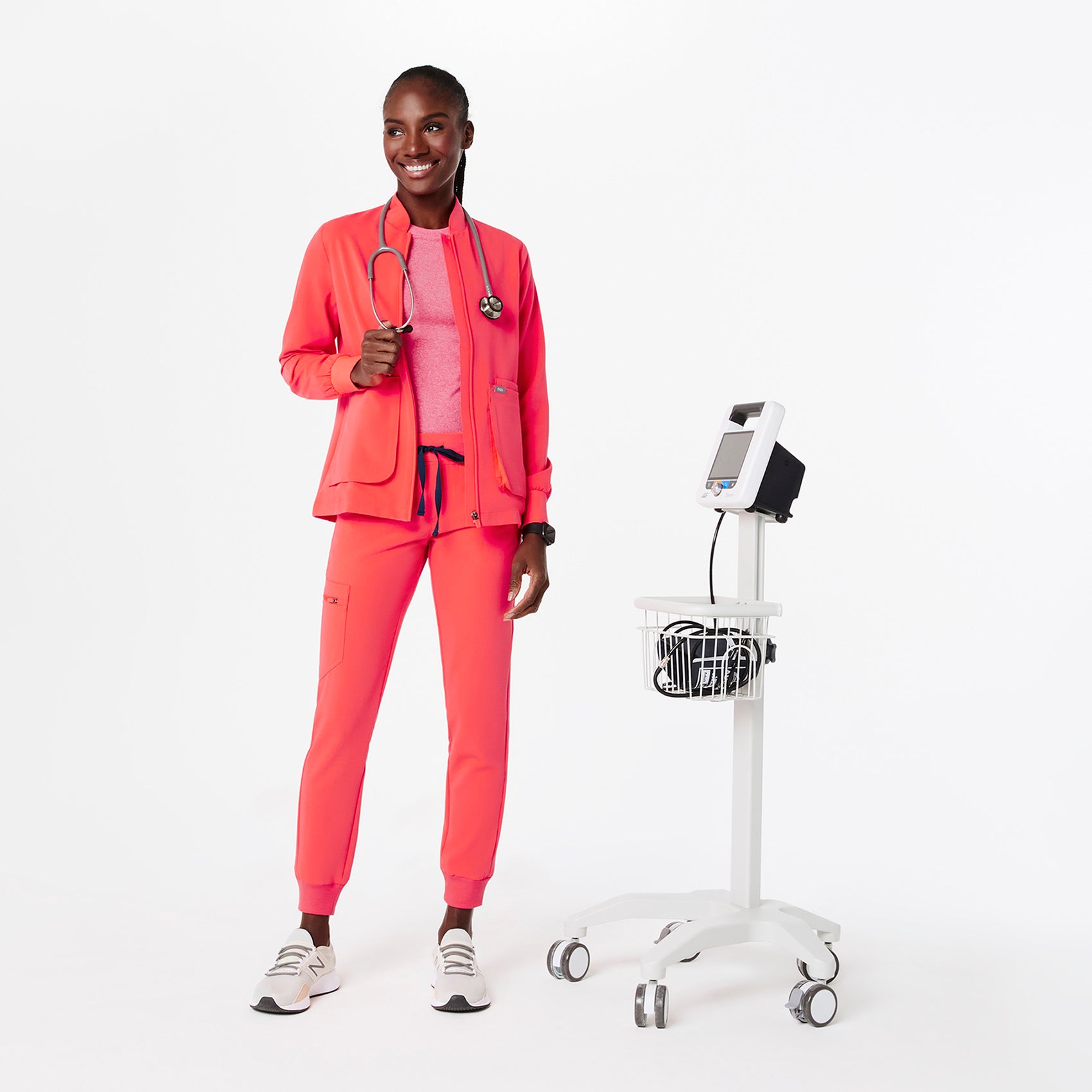 Women's Sebina Scrub Jacket - Fiery Coral · FIGS