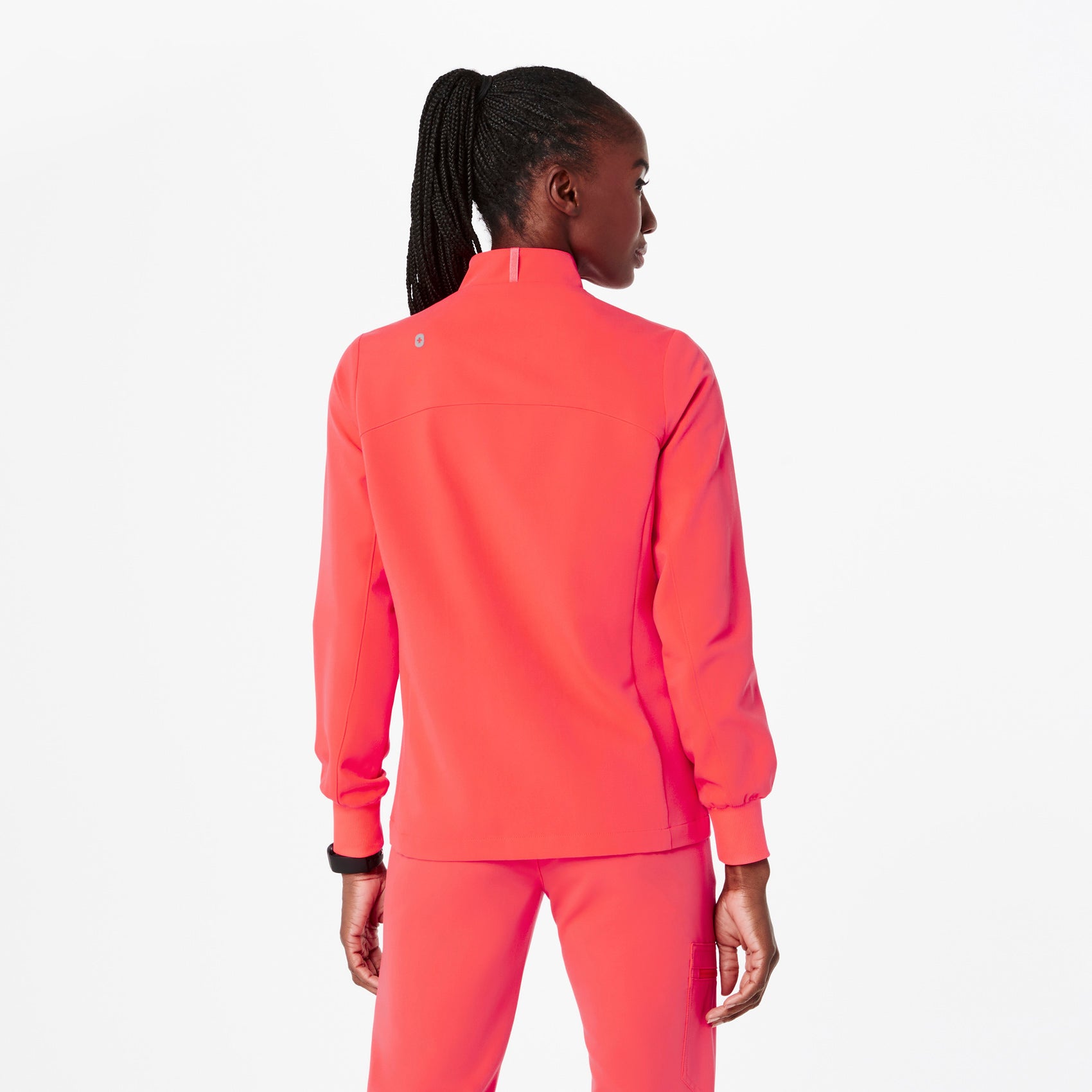 Women's Sebina Scrub Jacket - Fiery Coral · FIGS