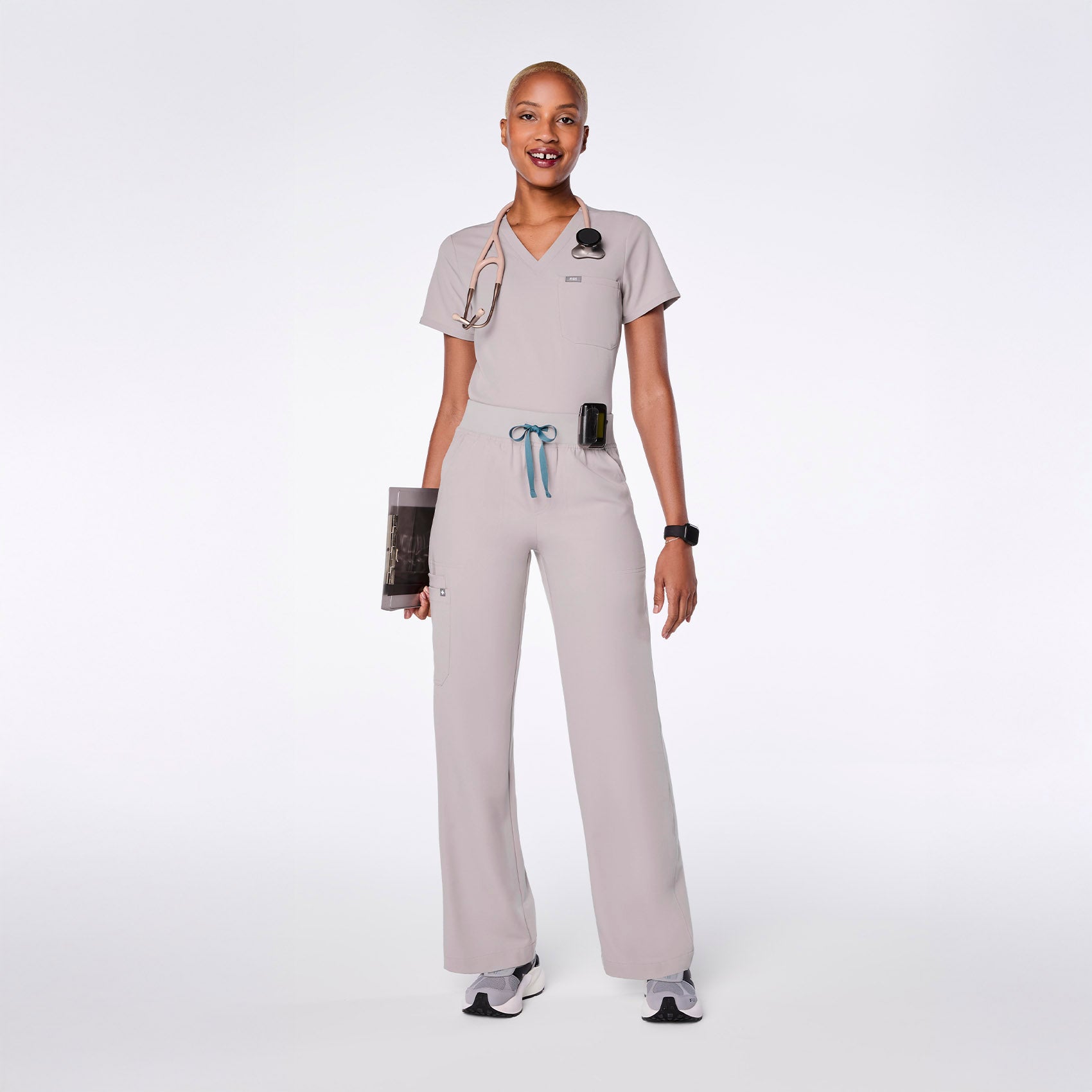 Women’s High Waisted Isabel Wide Leg Scrub Pants - Slate · FIGS
