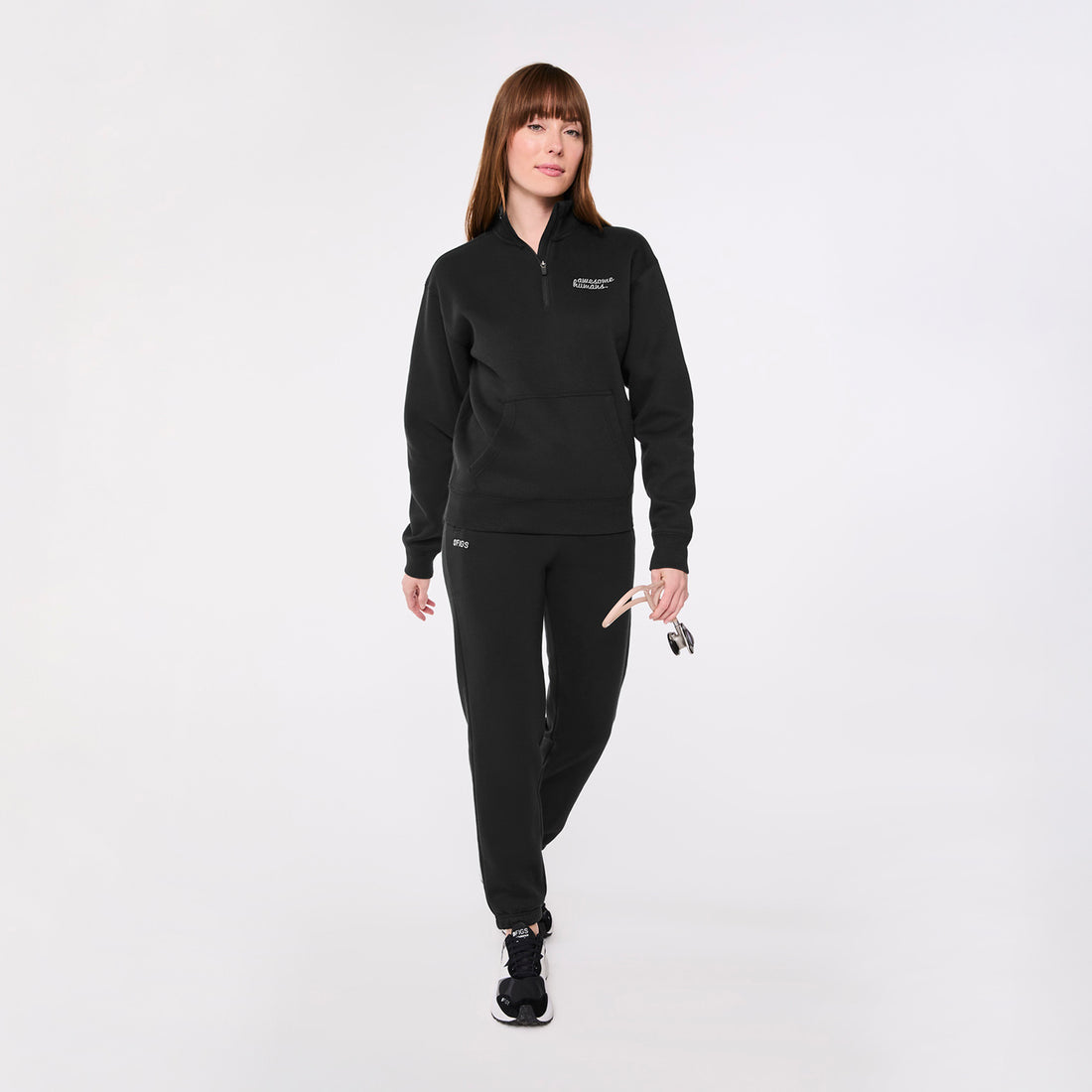 Women’s Off-Shift Awesome Humans ¼ Zip Sweatshirt™ - Black · FIGS