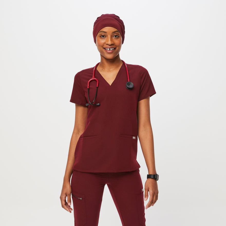 Modern Expandable Scrub Cap - Burgundy · FIGS