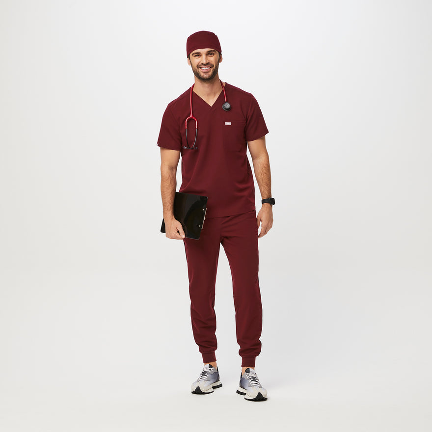 Modern Classic Scrub Cap with Buttonholes - Burgundy · FIGS
