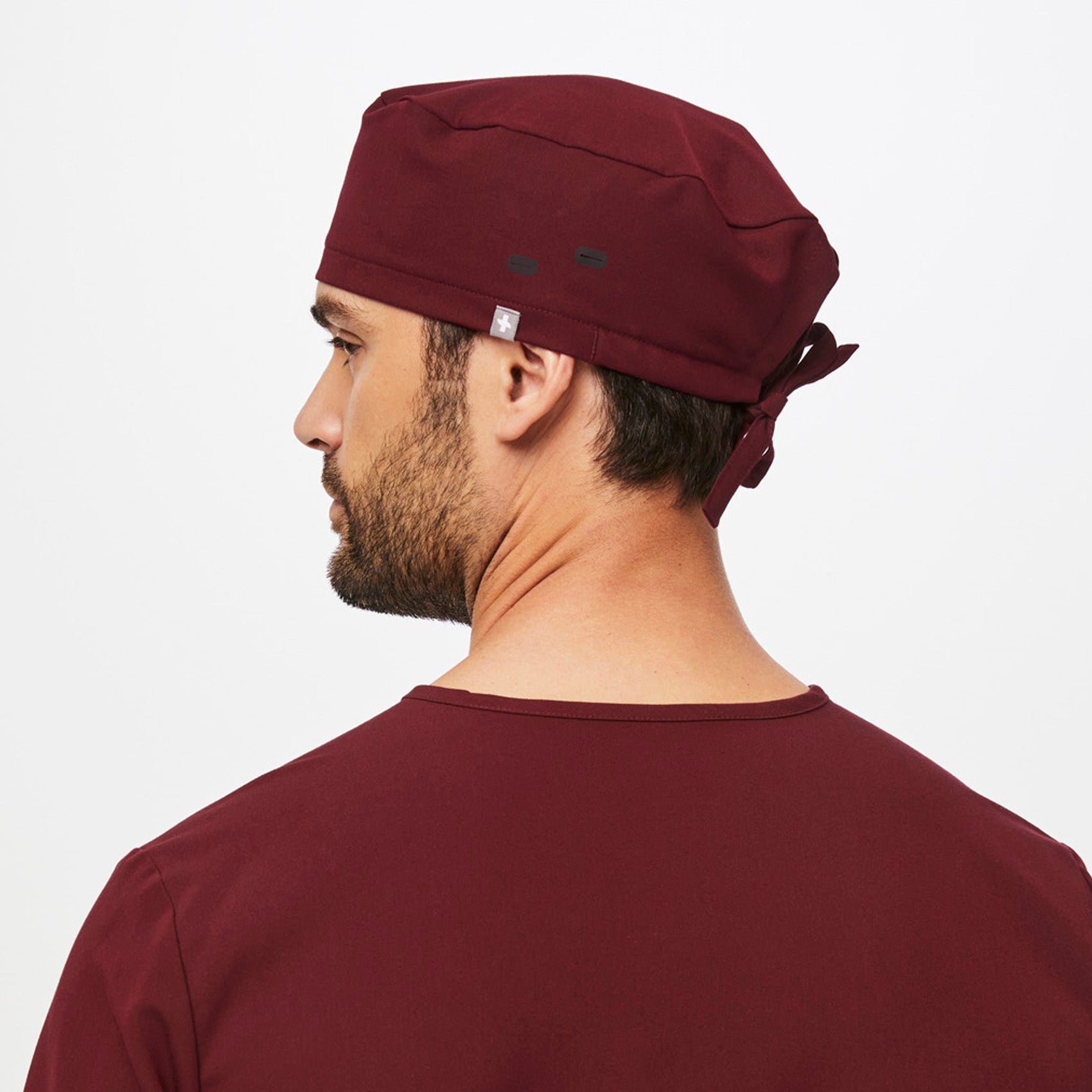 Modern Classic Scrub Cap with Buttonholes - Burgundy · FIGS
