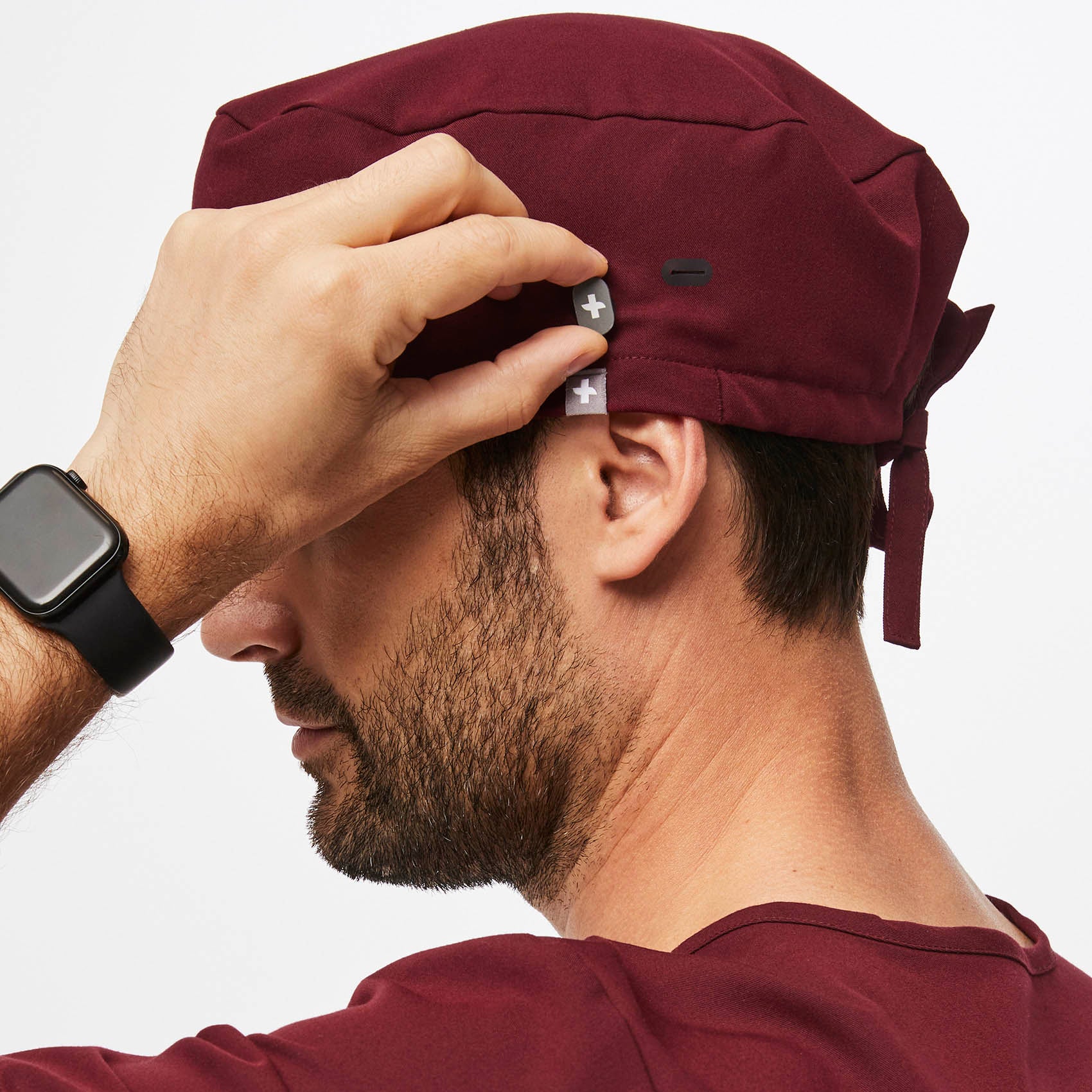 Modern Classic Scrub Cap with Buttonholes - Burgundy · FIGS