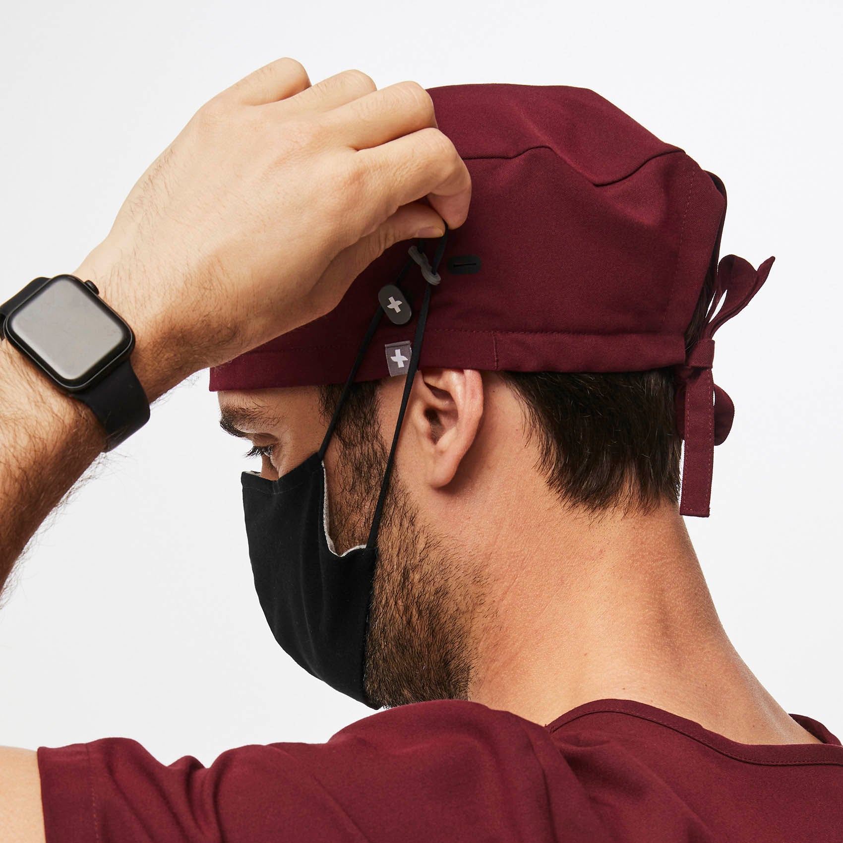 Modern Classic Scrub Cap with Buttonholes - Burgundy · FIGS